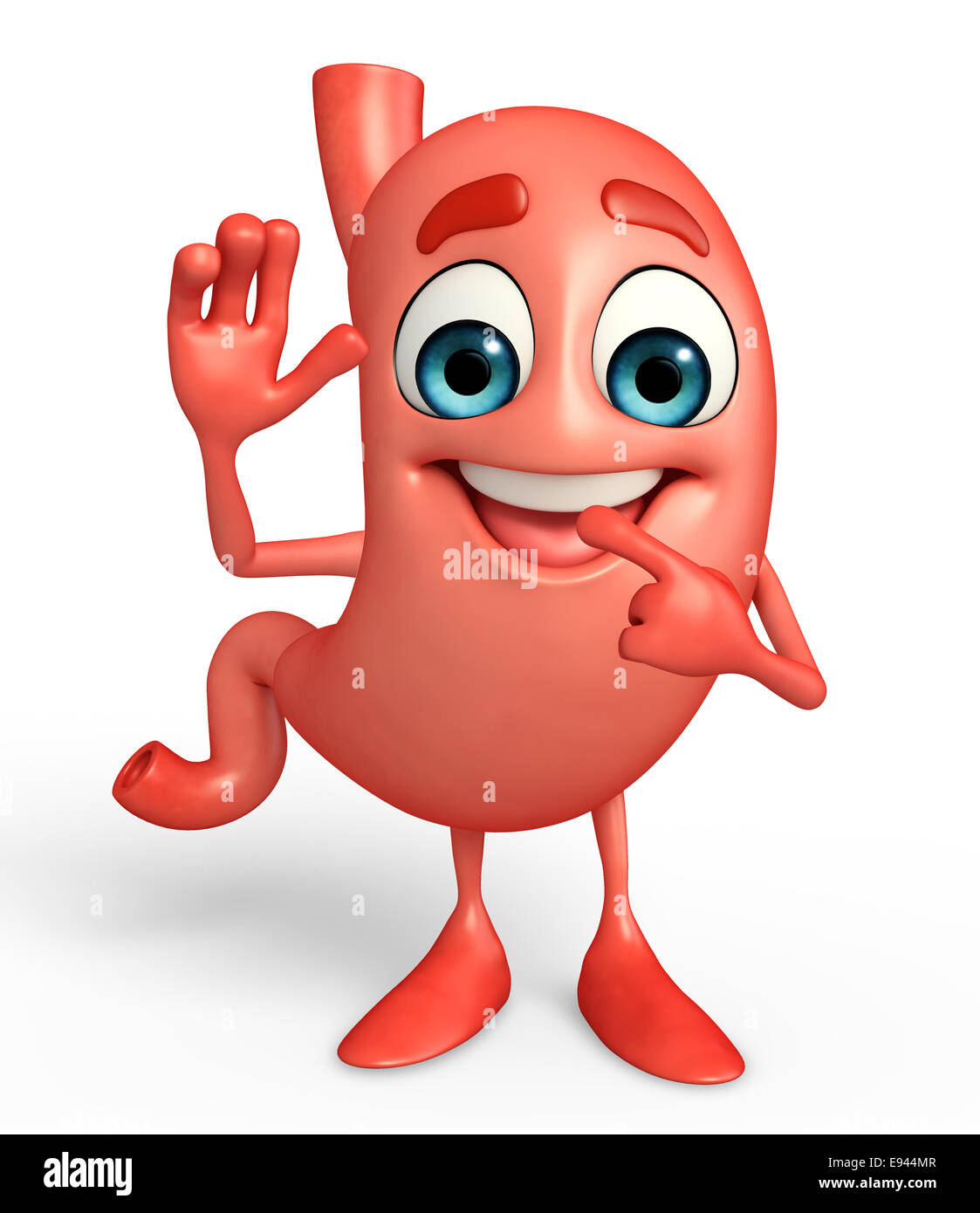 Cartoon Character of stomach with hello pose Stock Photo - Alamy
