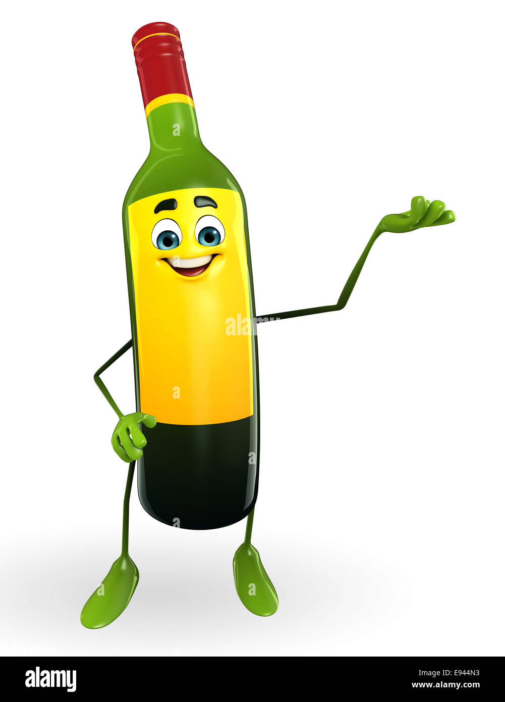 Cartoon Character of Wine Bottle is presenting Stock Photo - Alamy