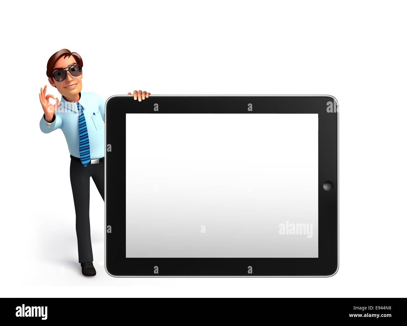 Illustration of service man with tab Stock Photo - Alamy