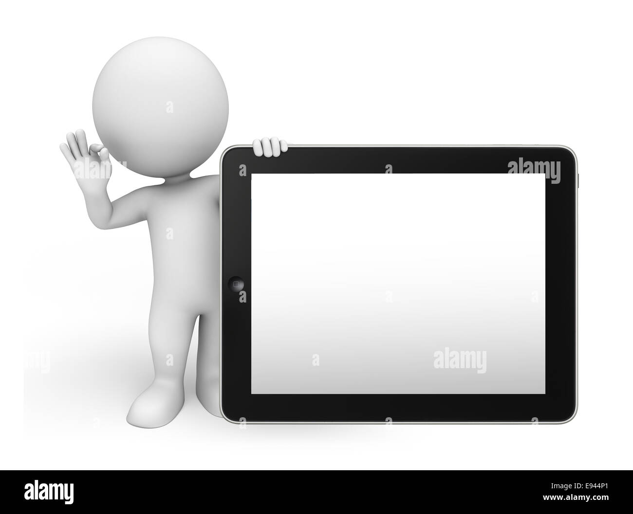Illustration of white character with tab Stock Photo - Alamy