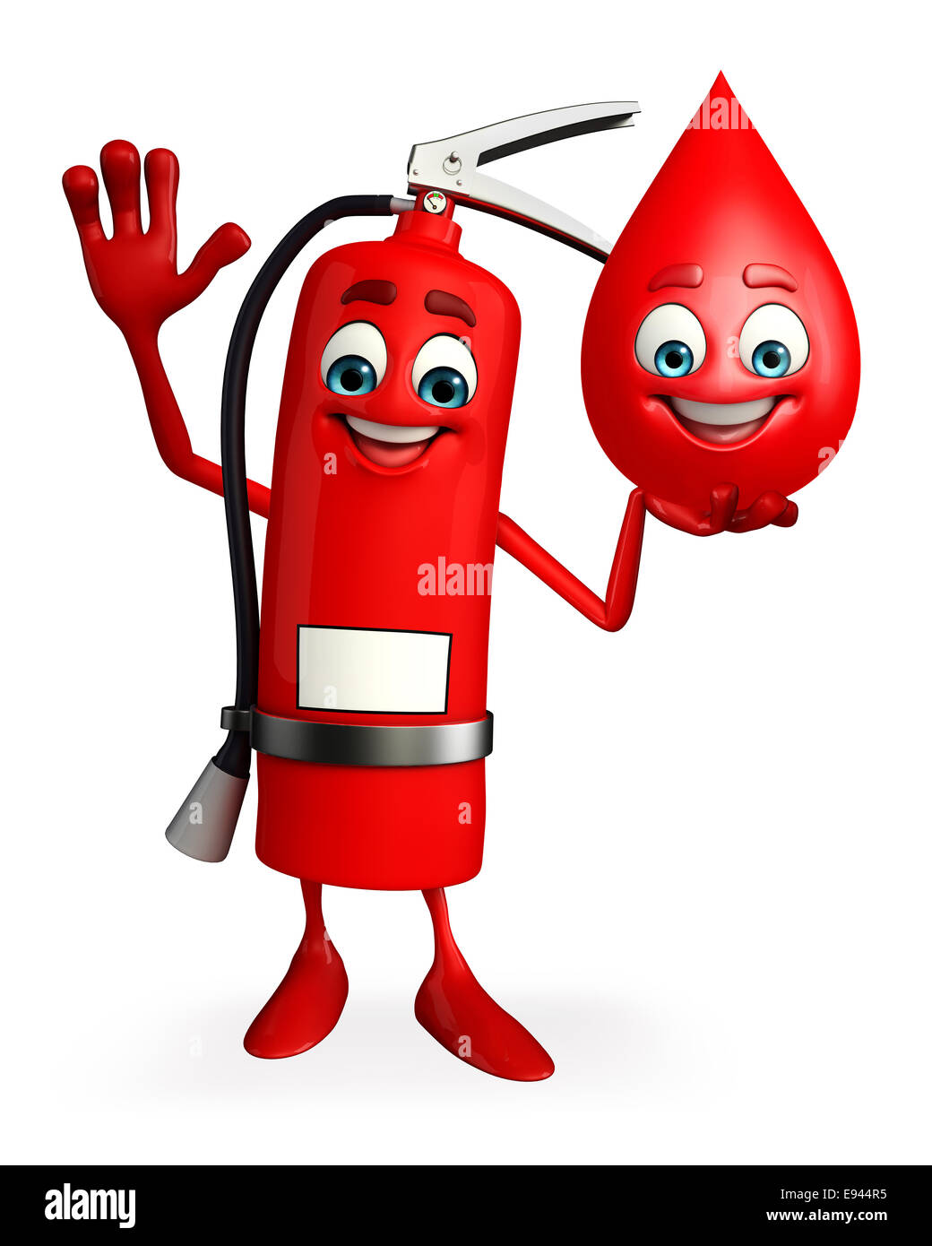 Cartoon Character of fire extinguisher with blood drop Stock Photo - Alamy