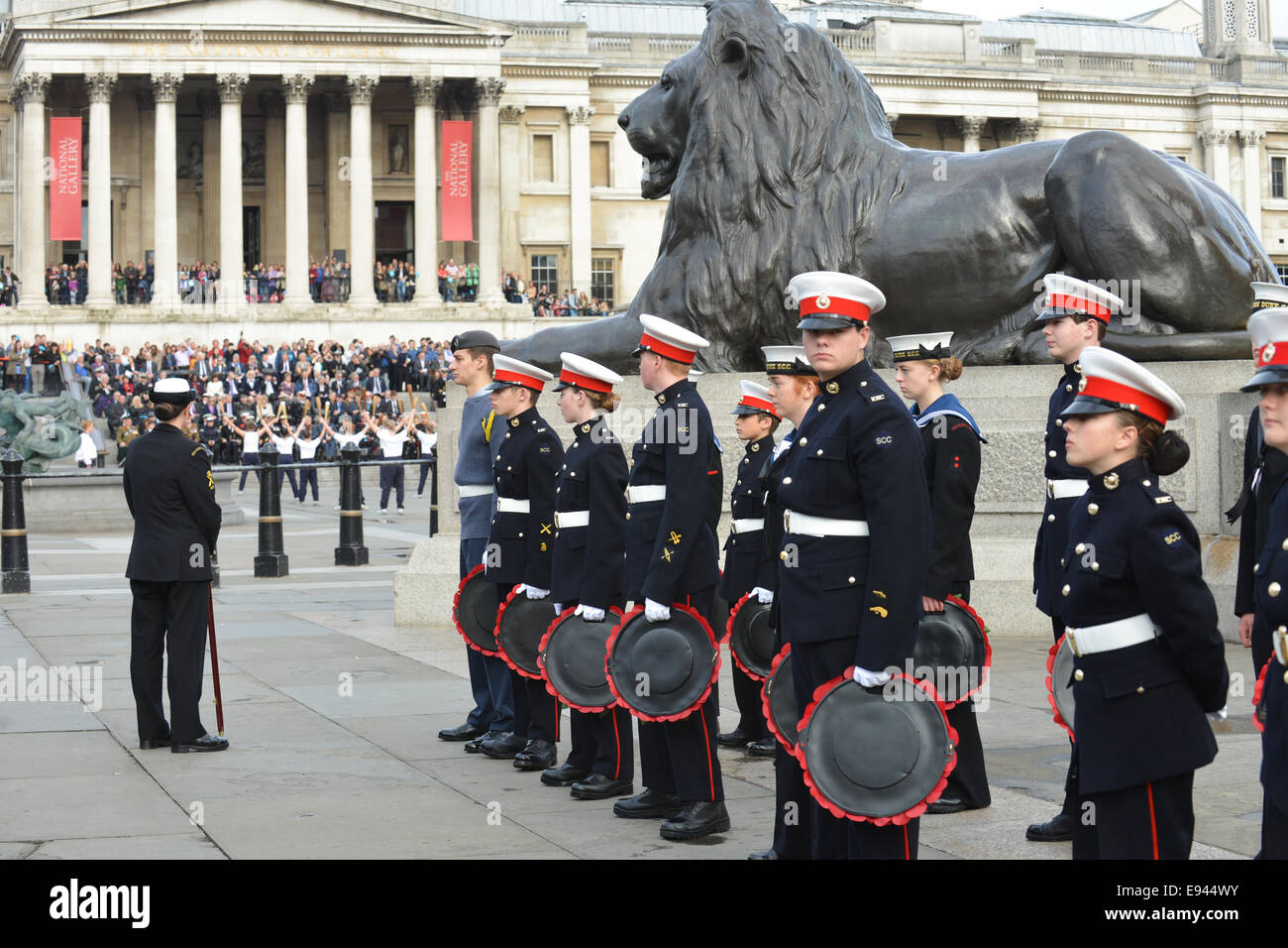 Trafalgar Square, London, UK. 19th October 2014. Cadets holding wreaths ...