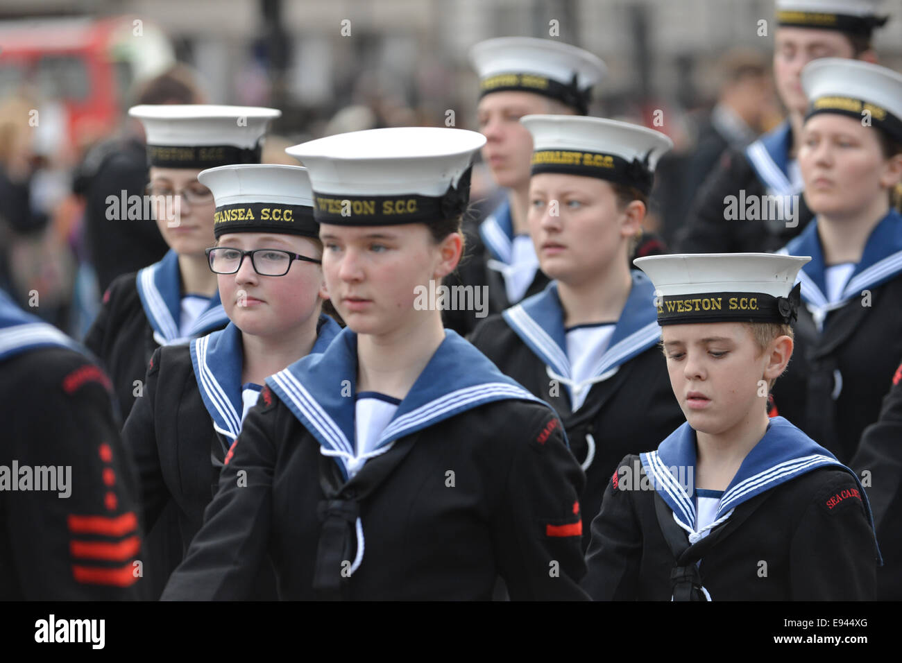 Trafalgar Square, London, UK. 19th October 2014. Cadets arrive at ...
