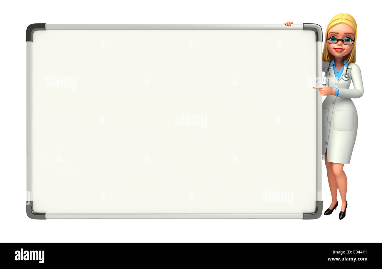 Illustration of young doctor with display board Stock Photo - Alamy