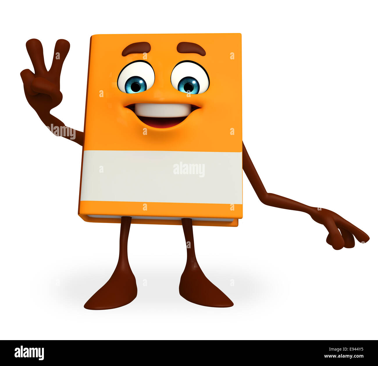 Cartoon Character of Book with victory sign Stock Photo - Alamy