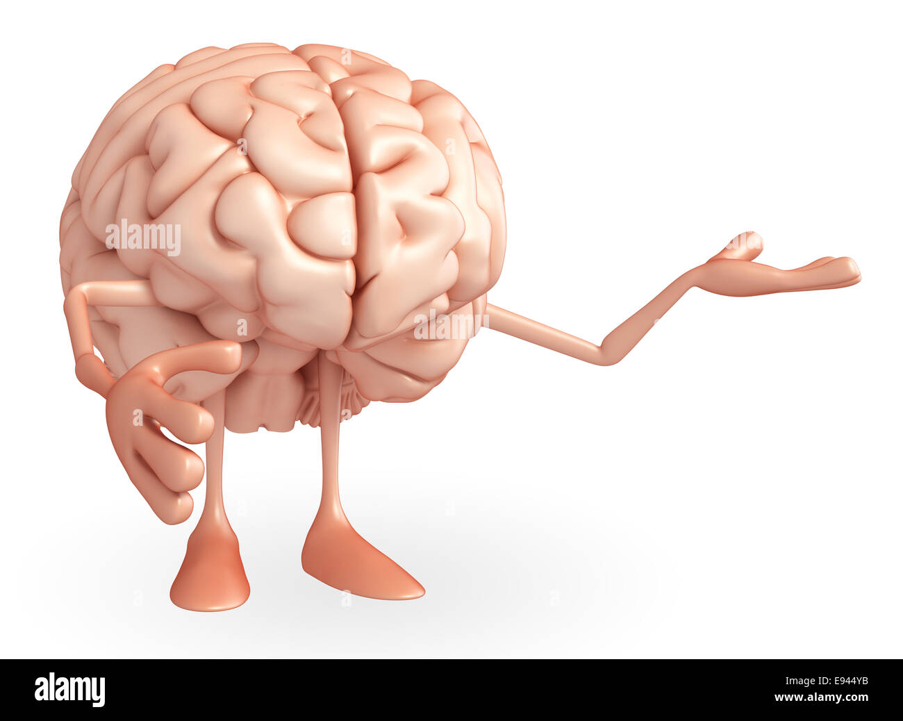 Cartoon character of brain with hello pose Stock Photo - Alamy