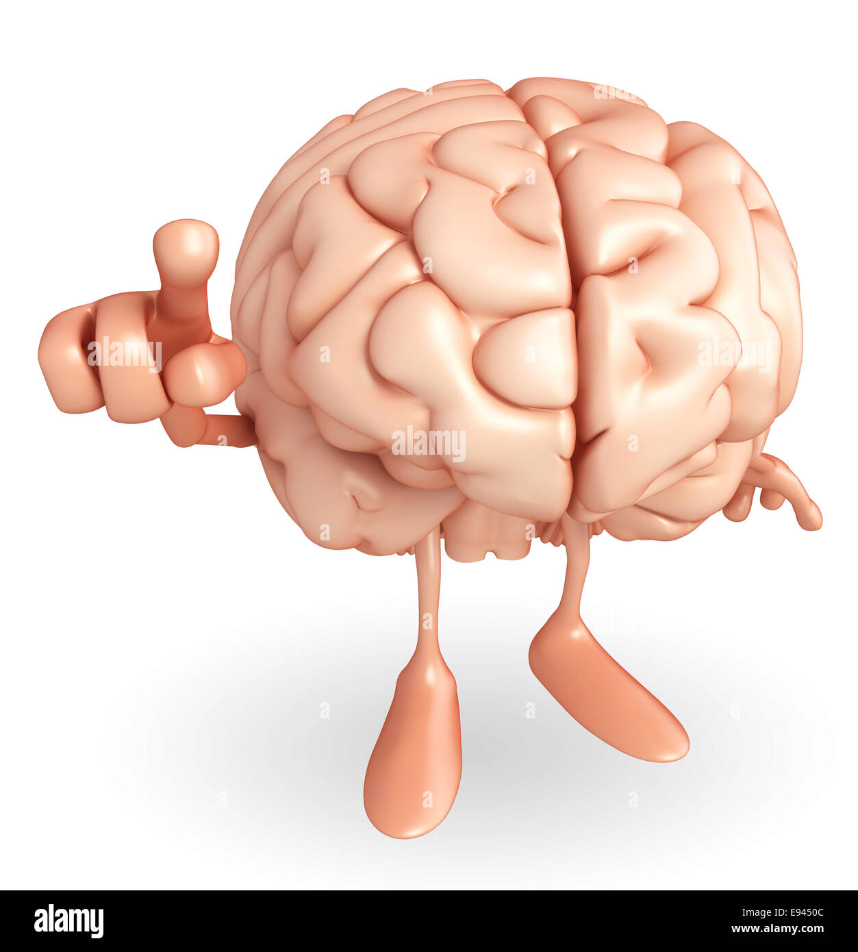 Cartoon character of brain with pointing pose Stock Photo - Alamy