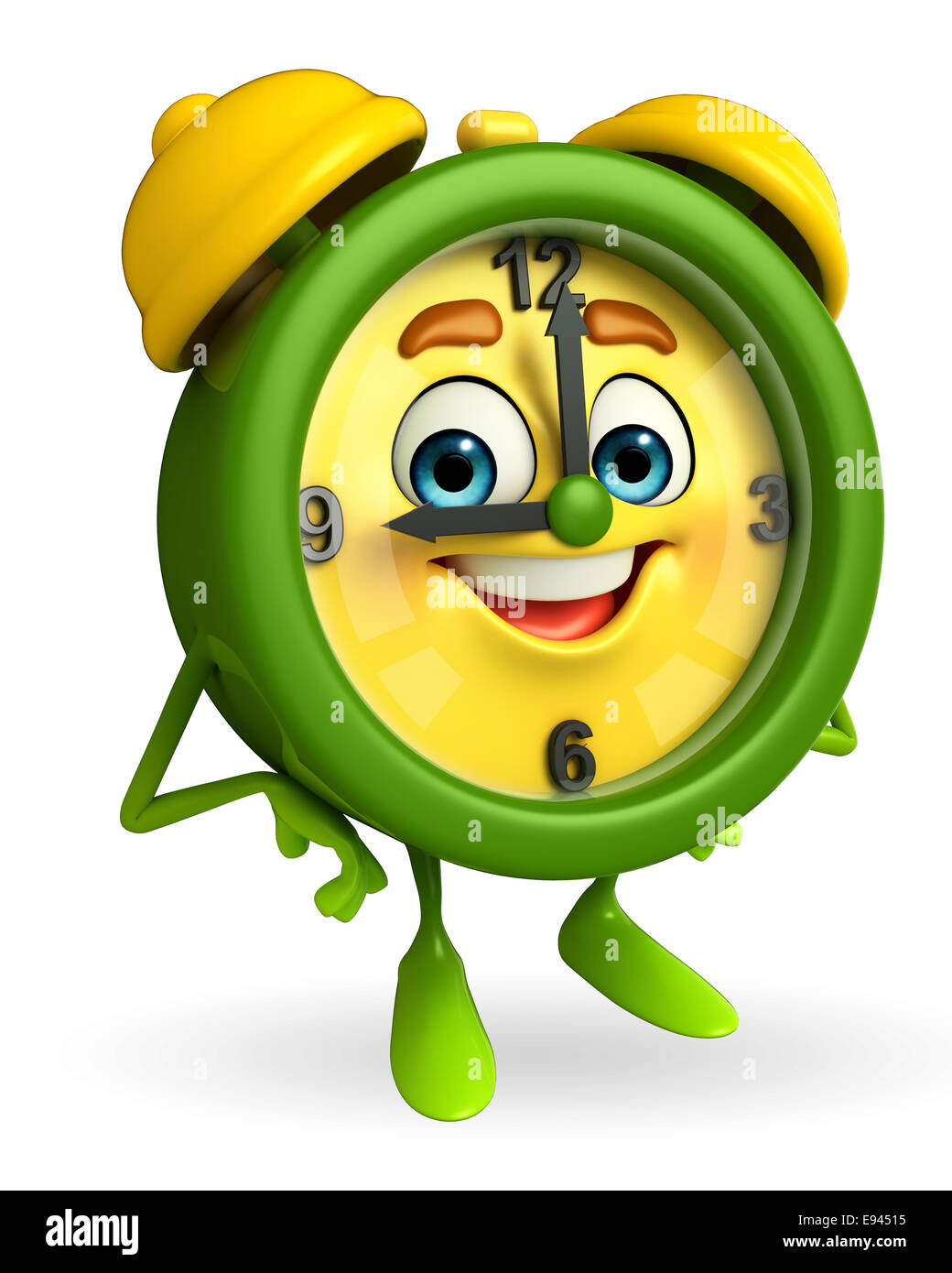Cartoon Character of table clock is standing Stock Photo - Alamy