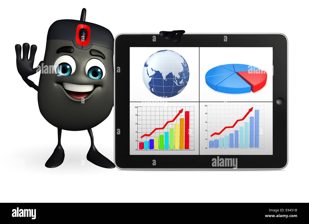 Cartoon Character of Computer Mouse with Business graph Stock Photo - Alamy