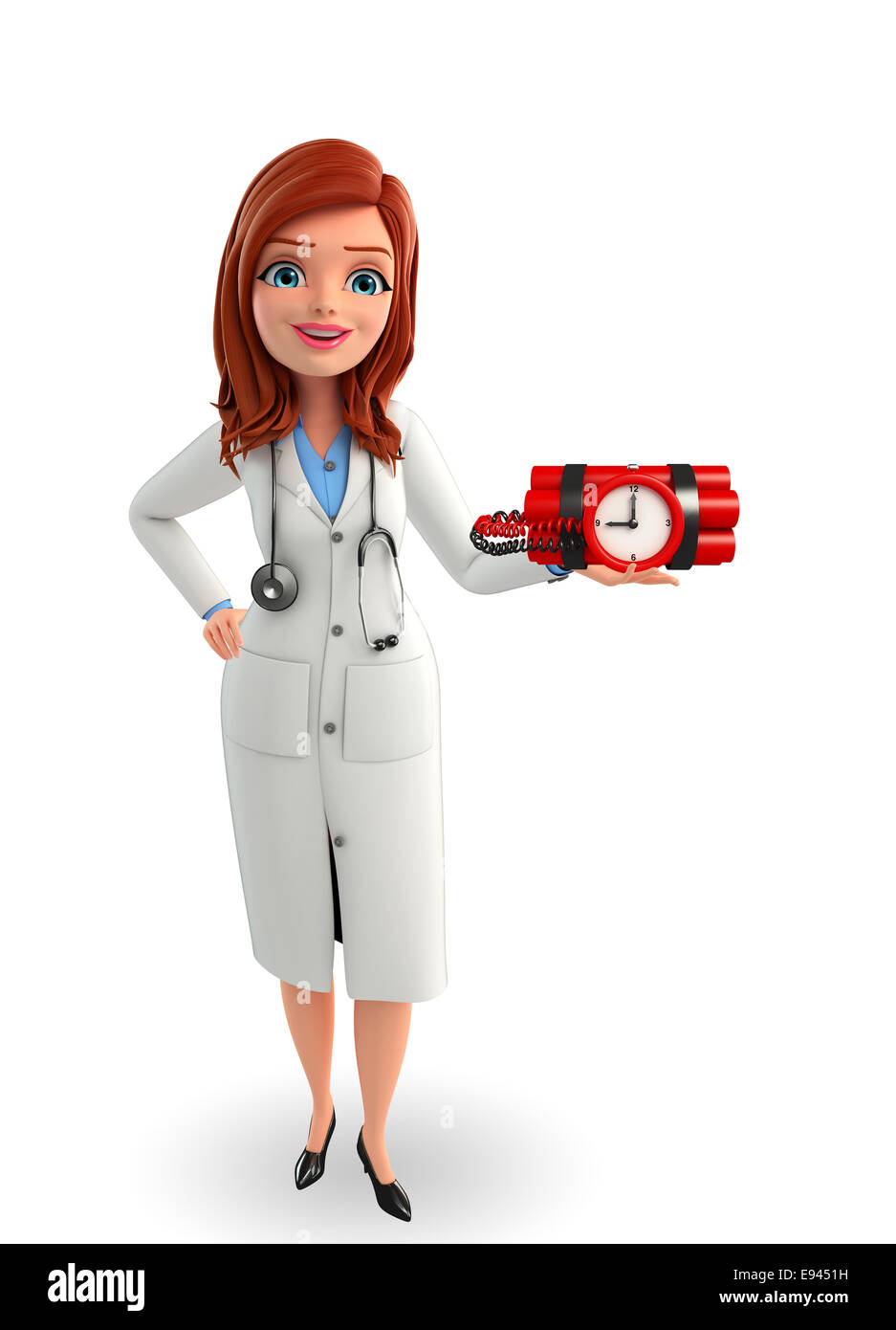 Illustration of Young Doctor with time bomb Stock Photo - Alamy