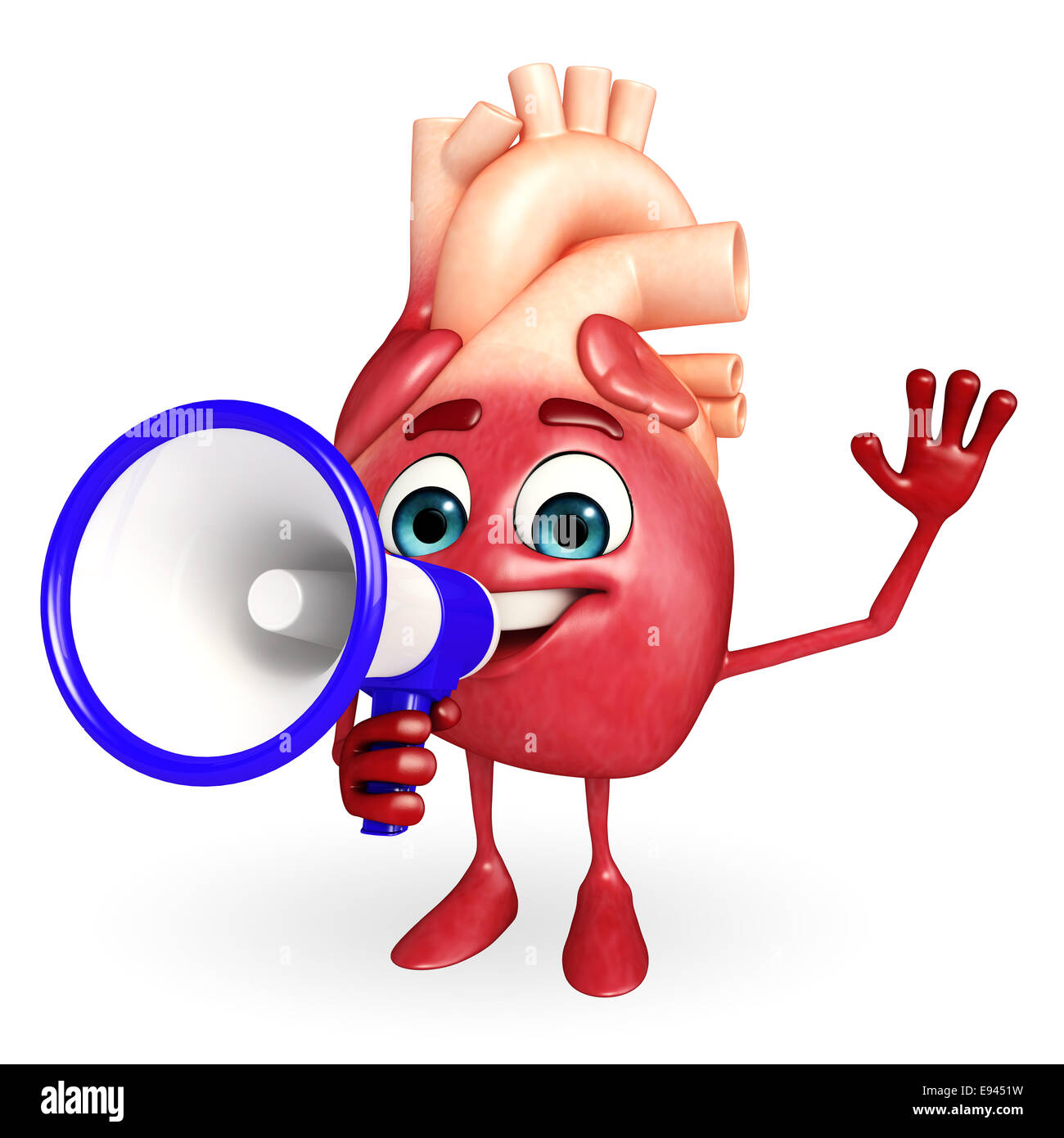 Cartoon character of heart with loudspeaker Stock Photo - Alamy