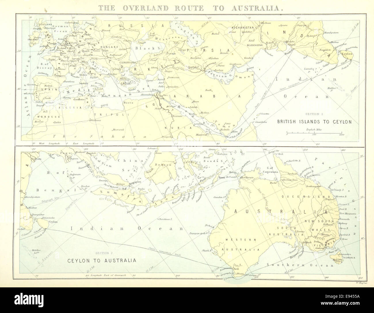 A 1873 illustration from Booth’s work showing the various routes to ...