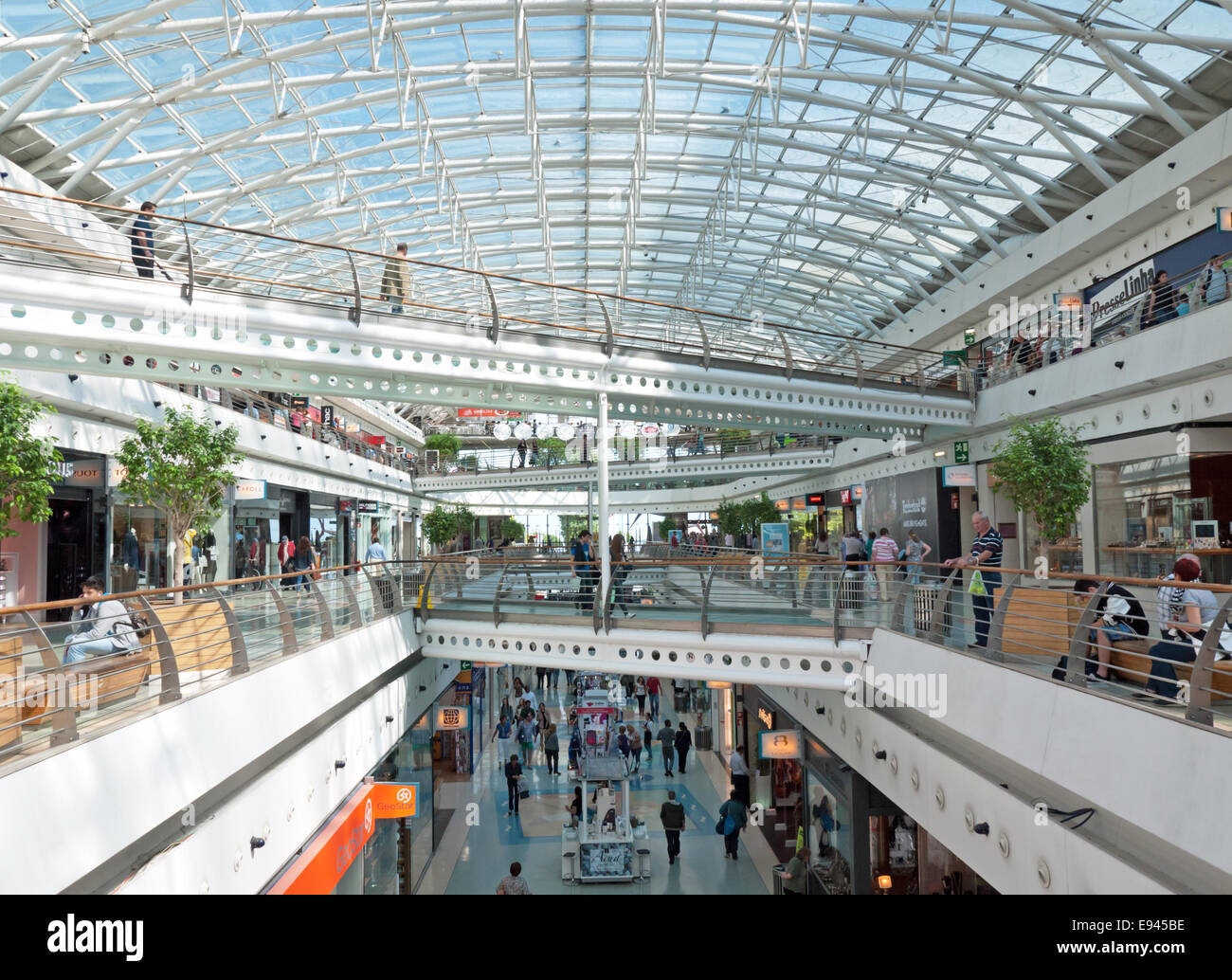 Interior of the modern Vasco da Gama Shopping Center, Lisbon, Portugal ...