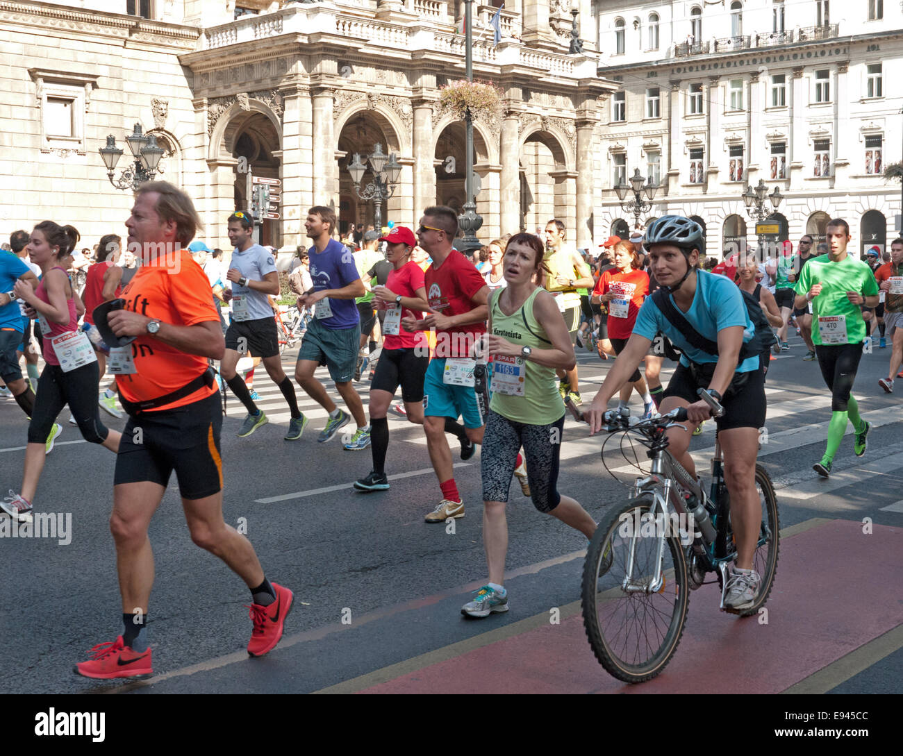 Budapest Spar Marathon runners on Andrássy Avenue, in front of the ...
