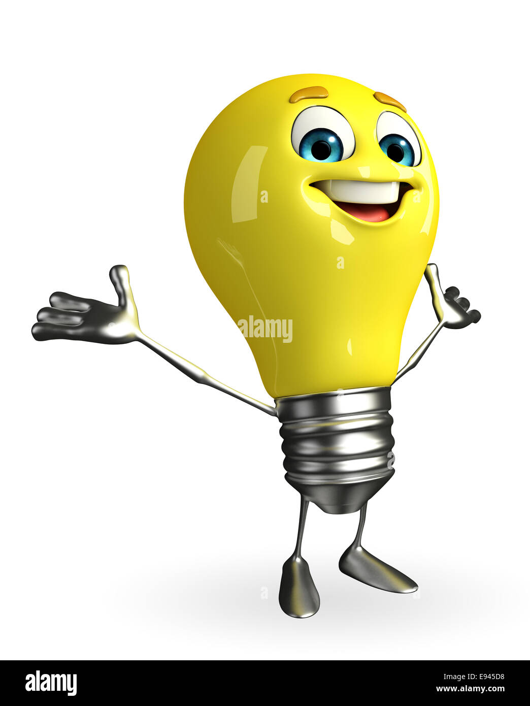 Cartoon Character of light bulb with happy pose Stock Photo - Alamy