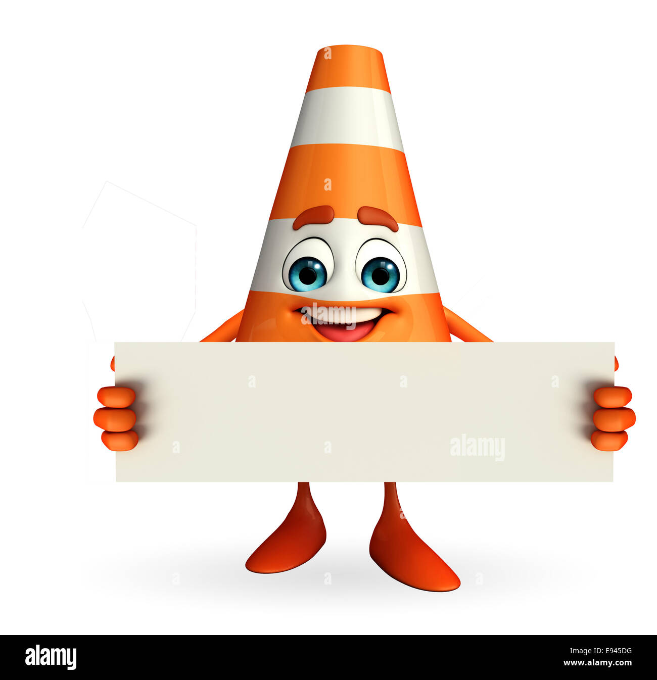 Cartoon Character of Construction cone with sign Stock Photo - Alamy
