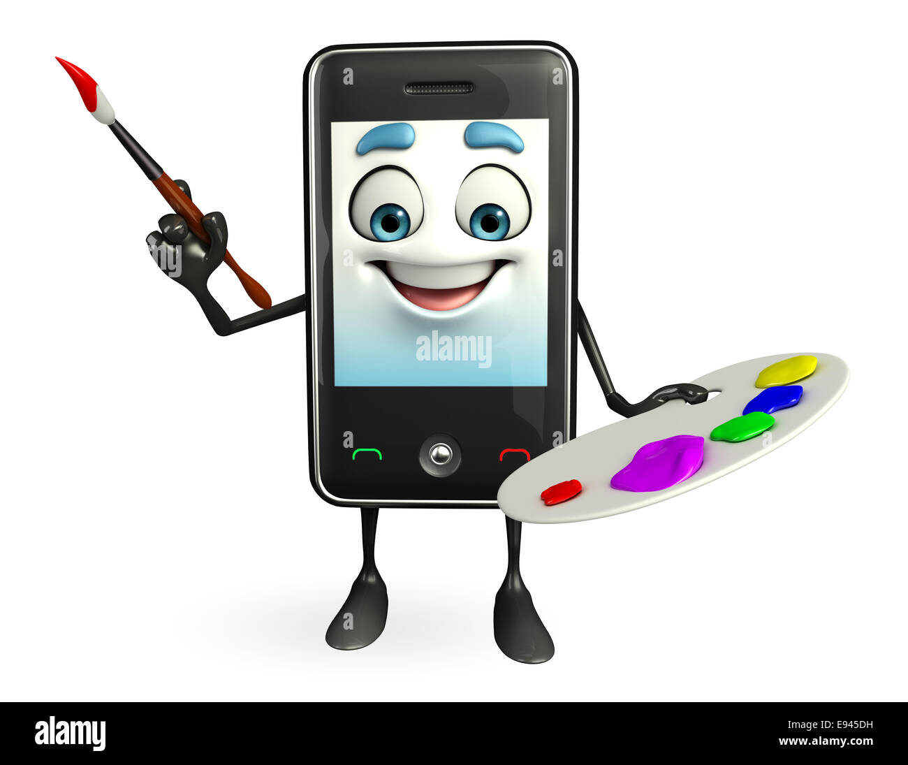 Cartoon Character of Mobile with Color plate Stock Photo - Alamy