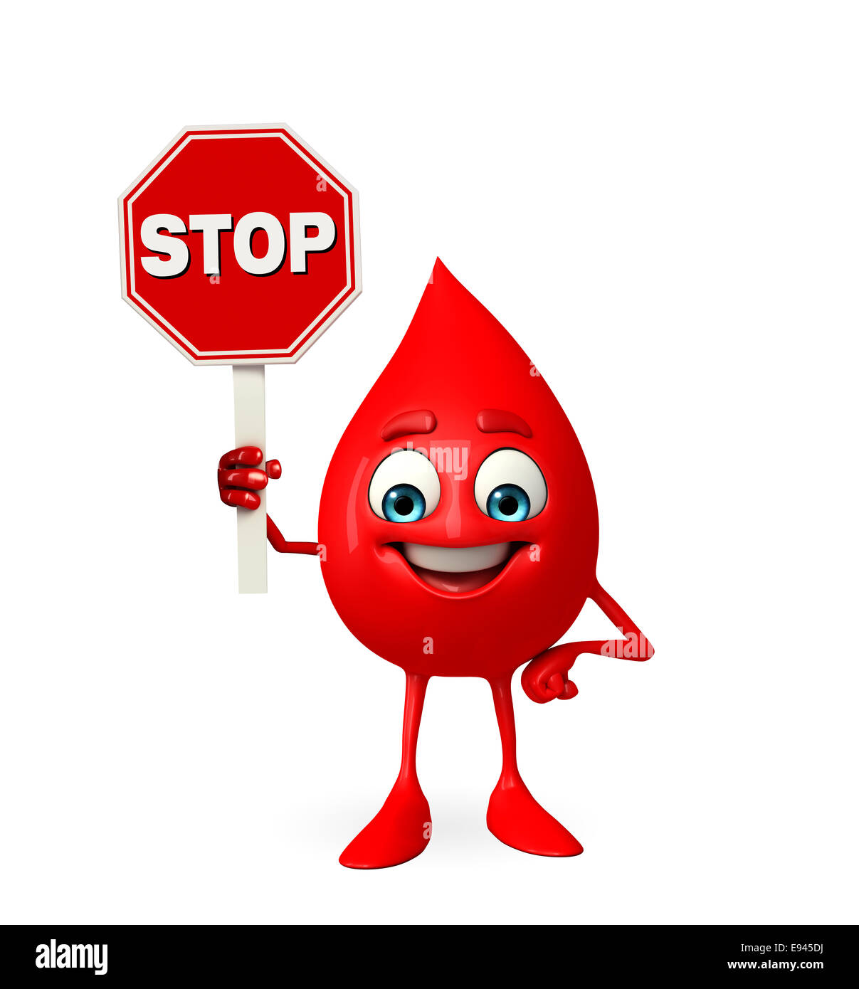 Cartoon Character of Blood Drop with stop sign Stock Photo - Alamy