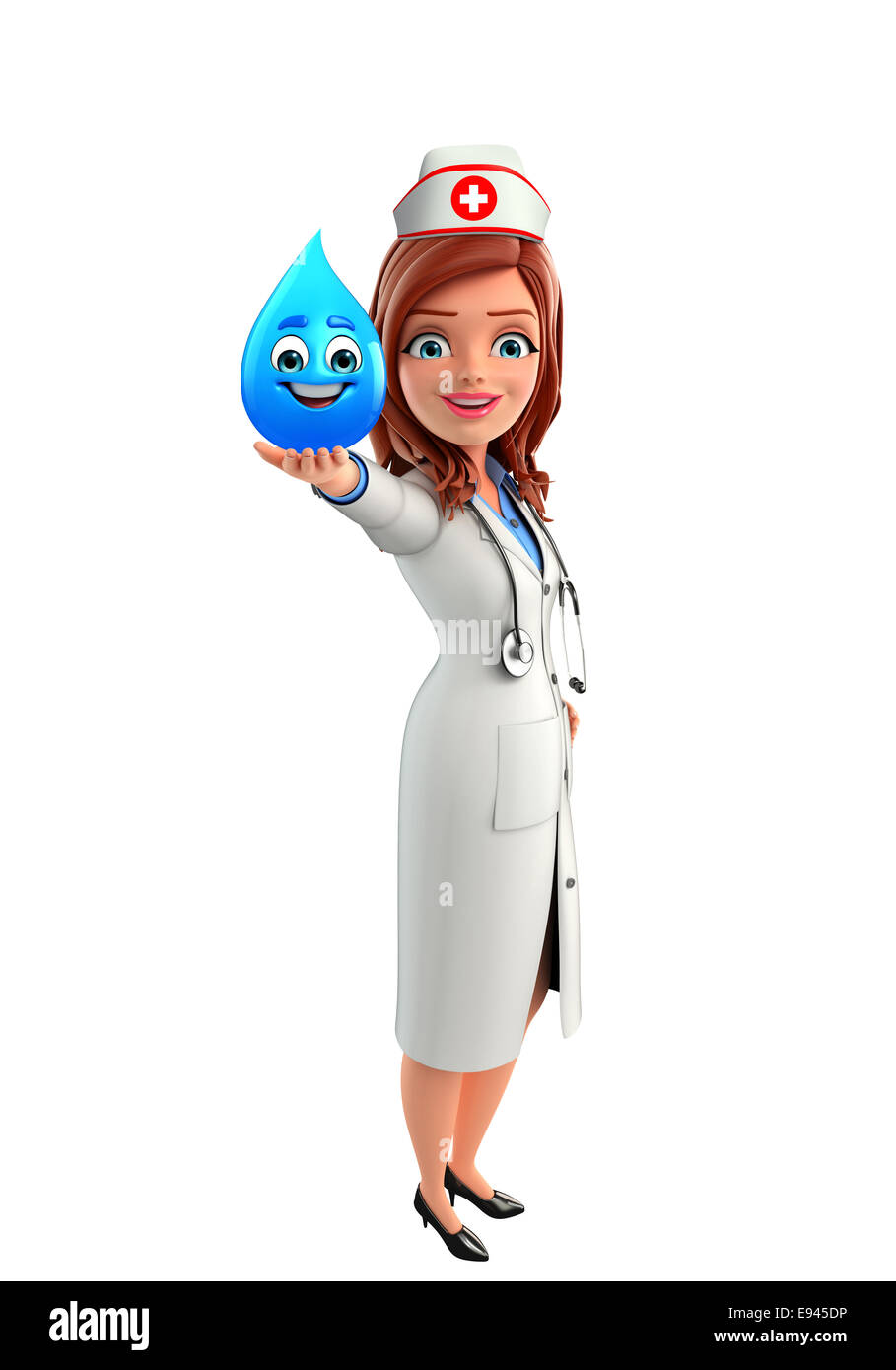 Cartoon Character of Nurse with water drop Stock Photo - Alamy