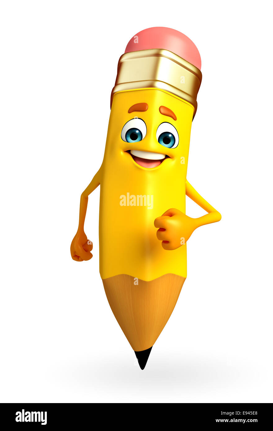Cartoon Character of pencil is running Stock Photo - Alamy