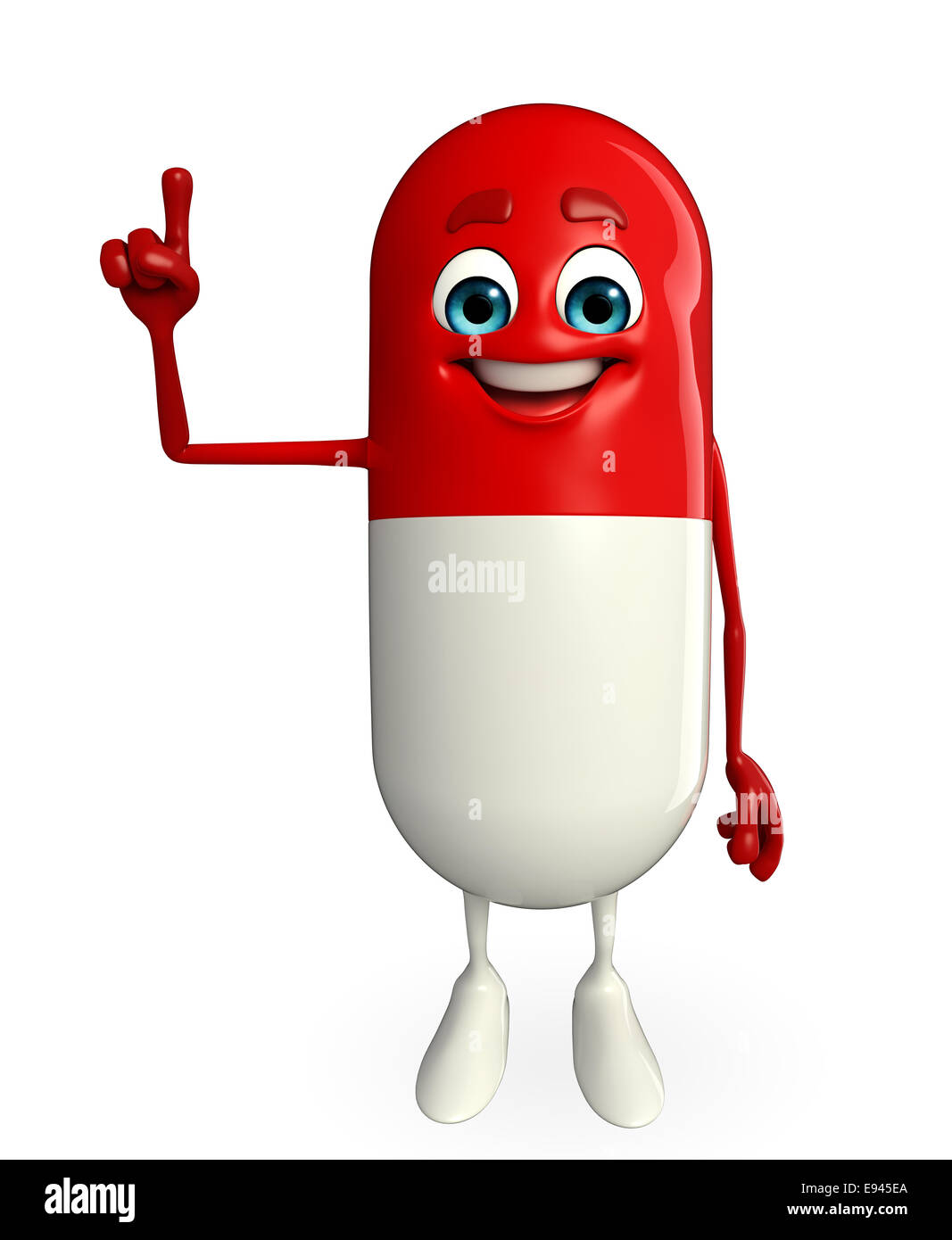 Cartoon character of pill is pointing Stock Photo - Alamy