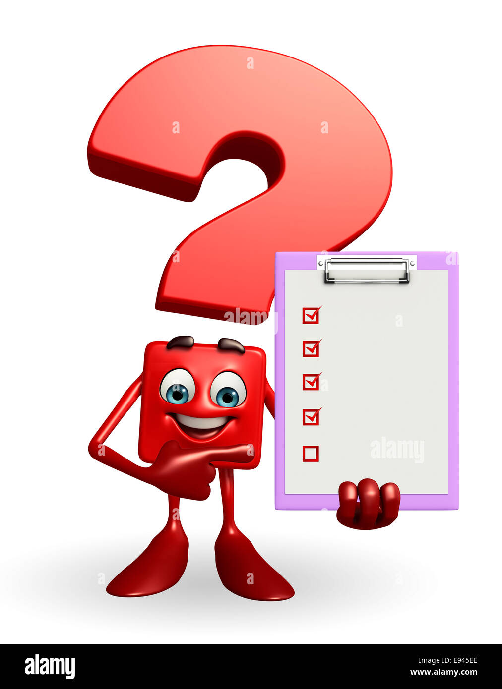 Cartoon Character of Question Mark with notepad Stock Photo - Alamy