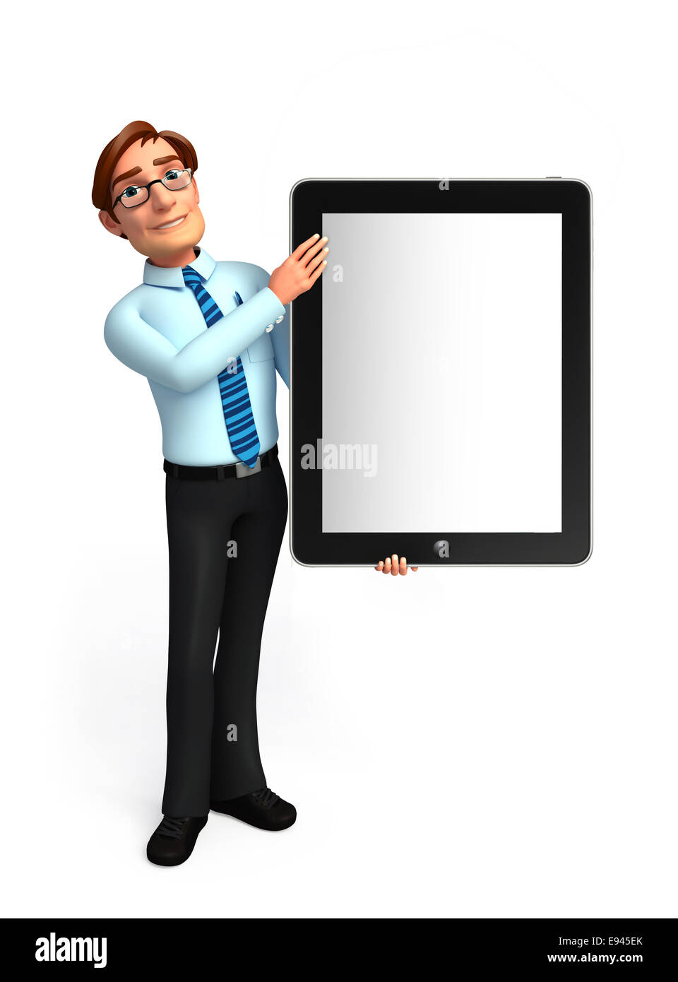 Illustration of service man with tab Stock Photo - Alamy