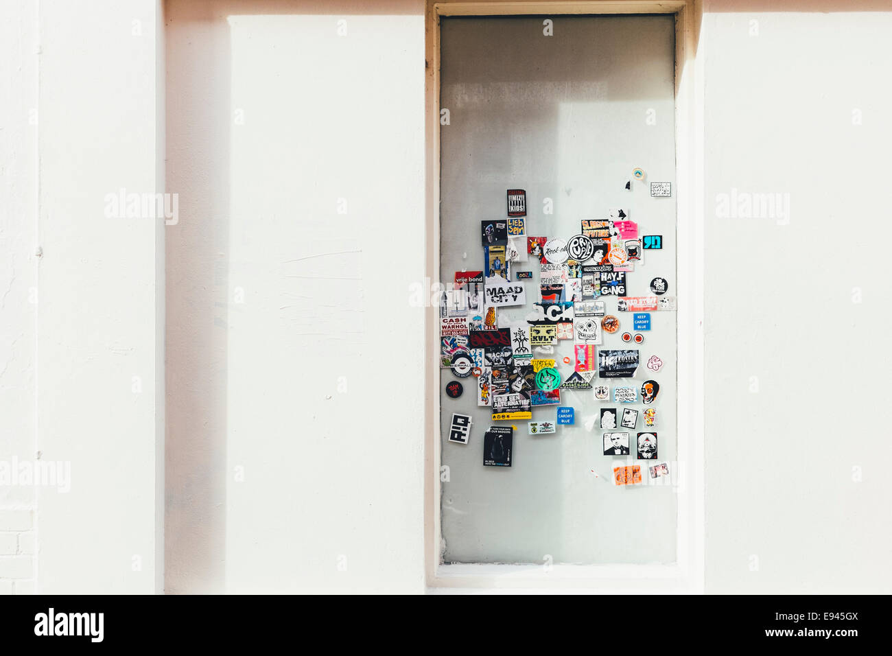 Stickers on a window Stock Photo - Alamy