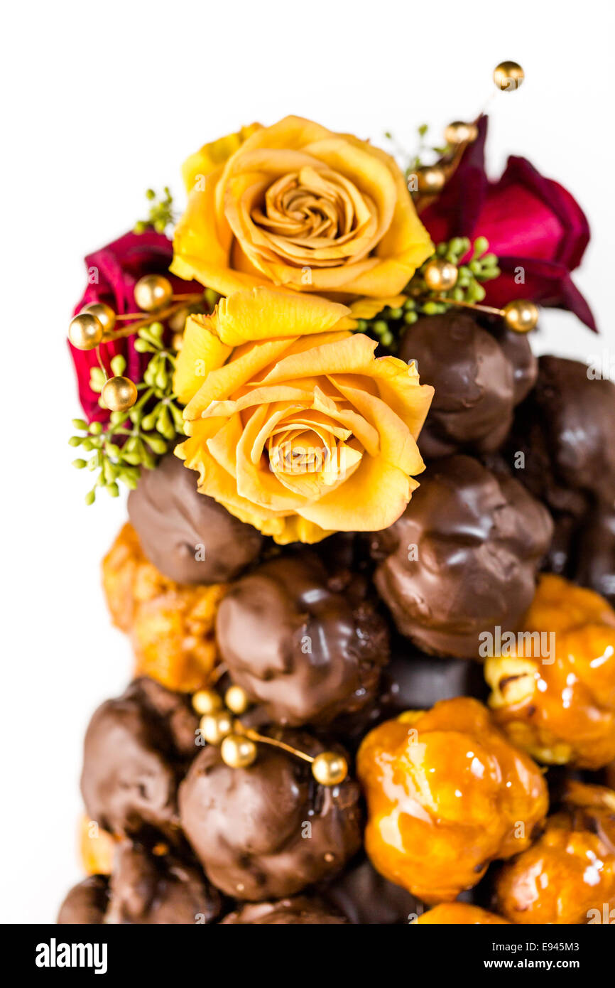 Gourmet cone wedding cake as centerpiece at the wedding reception Stock ...