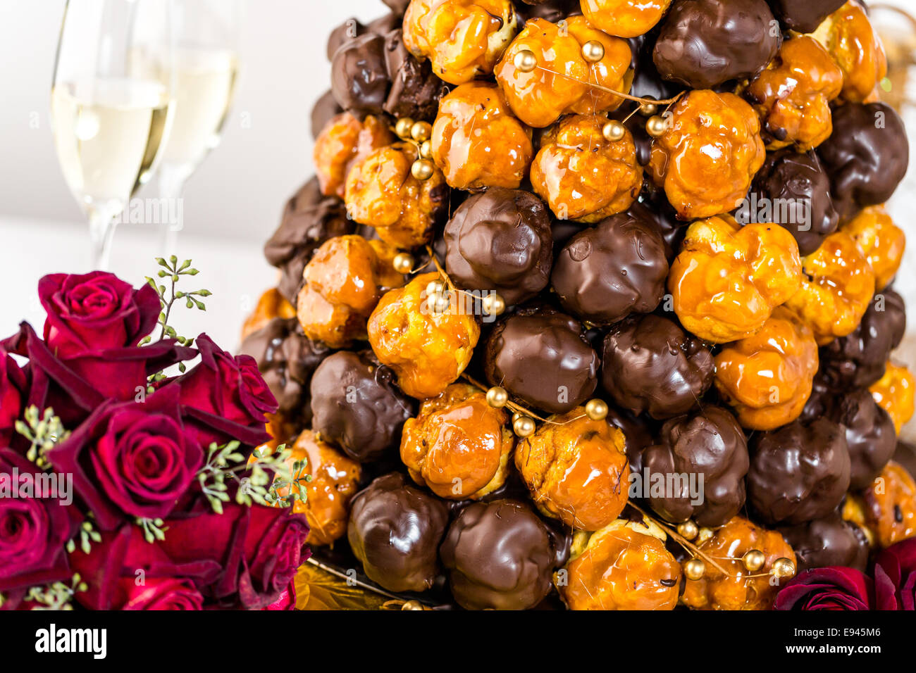 Gourmet cone wedding cake as centerpiece at the wedding reception Stock ...