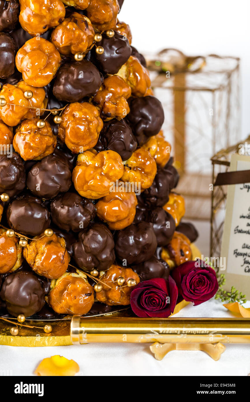 Gourmet cone wedding cake as centerpiece at the wedding reception Stock ...
