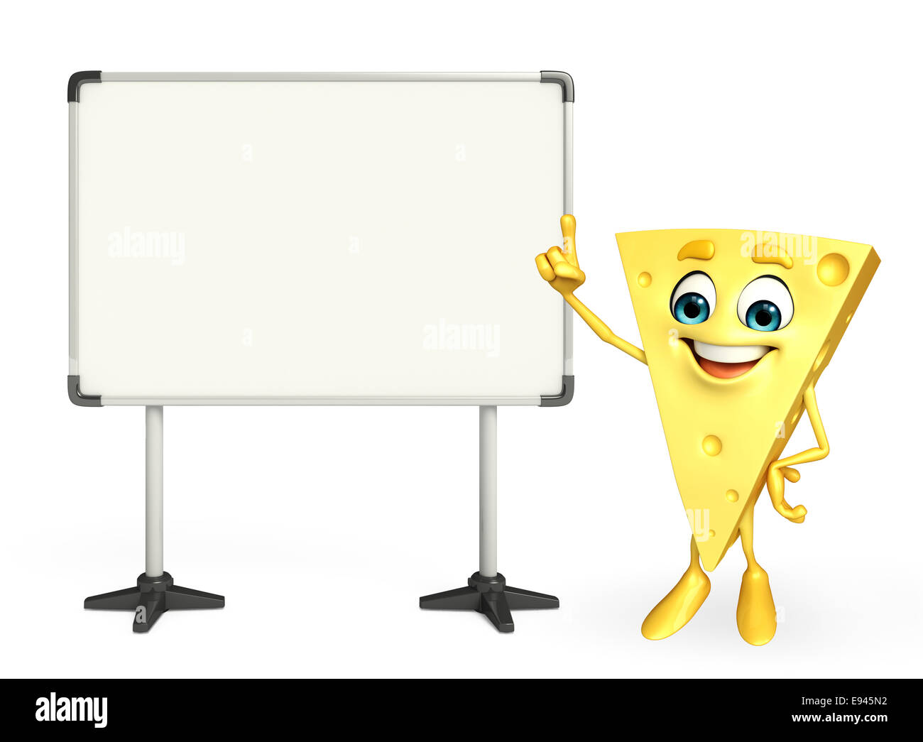 Cartoon Character of Cheese with display board Stock Photo - Alamy