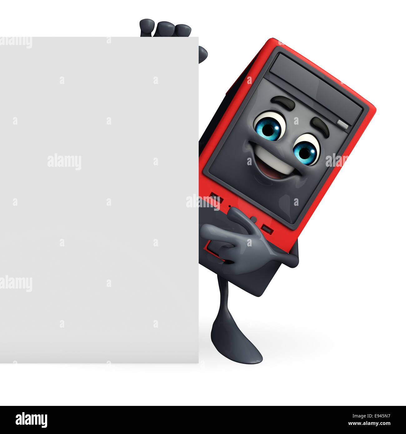Cartoon Character of Computer Cabinet with sign Stock Photo - Alamy