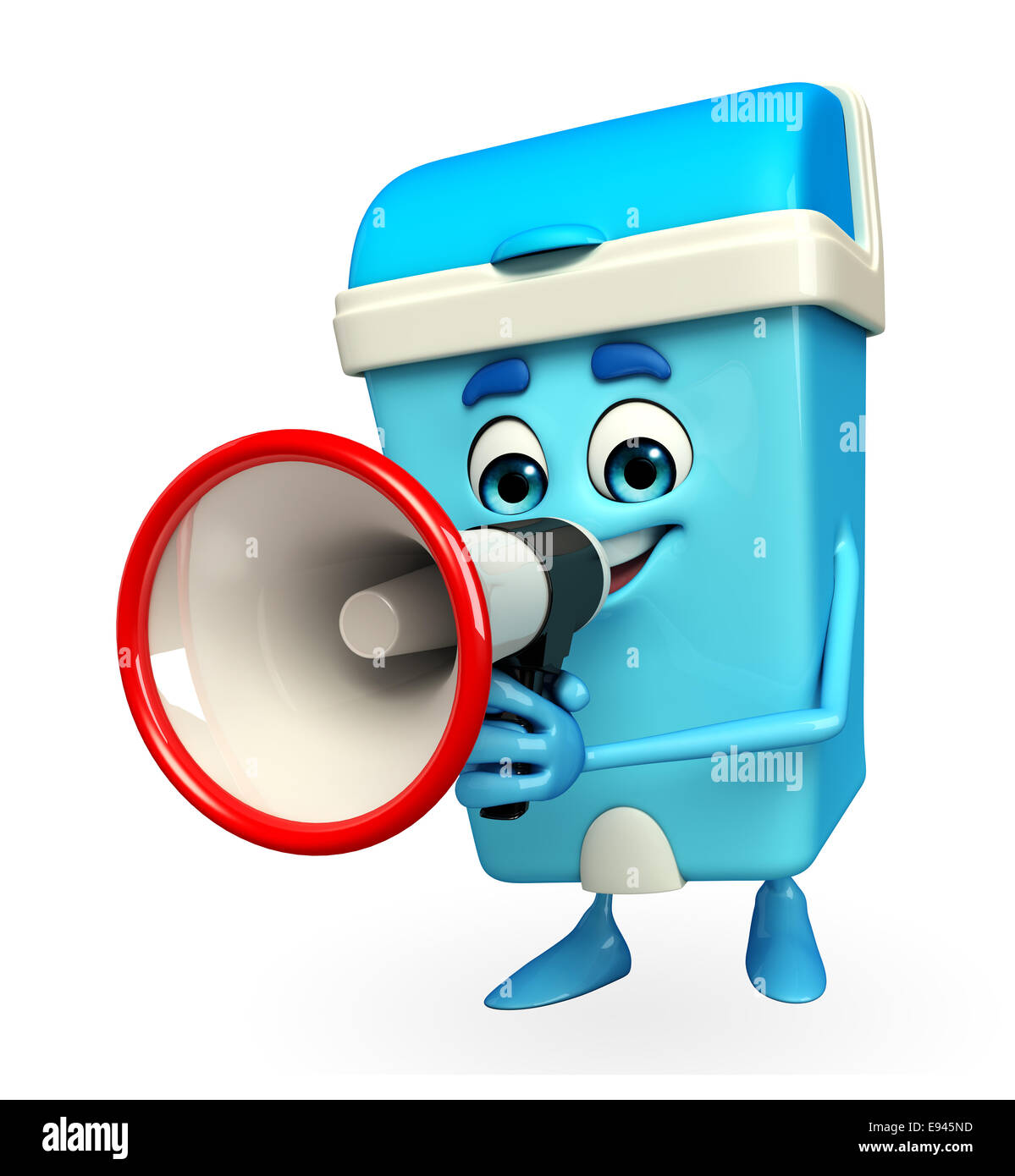 Cartoon Character of Dustbin with loudspeaker Stock Photo - Alamy