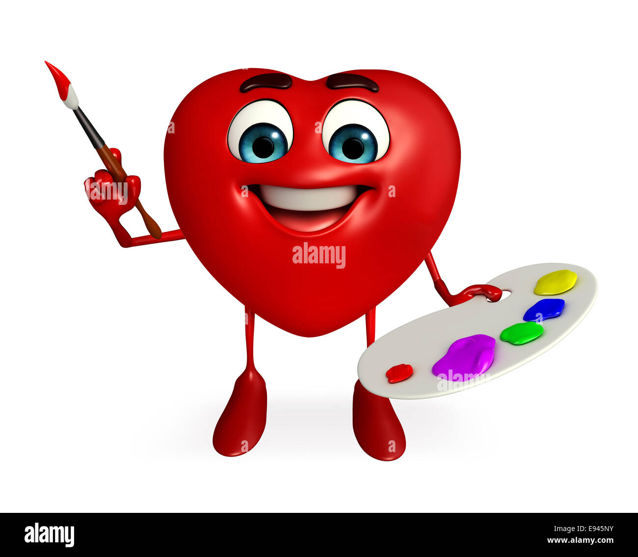 Cartoon Character of heart shape is painting Stock Photo - Alamy