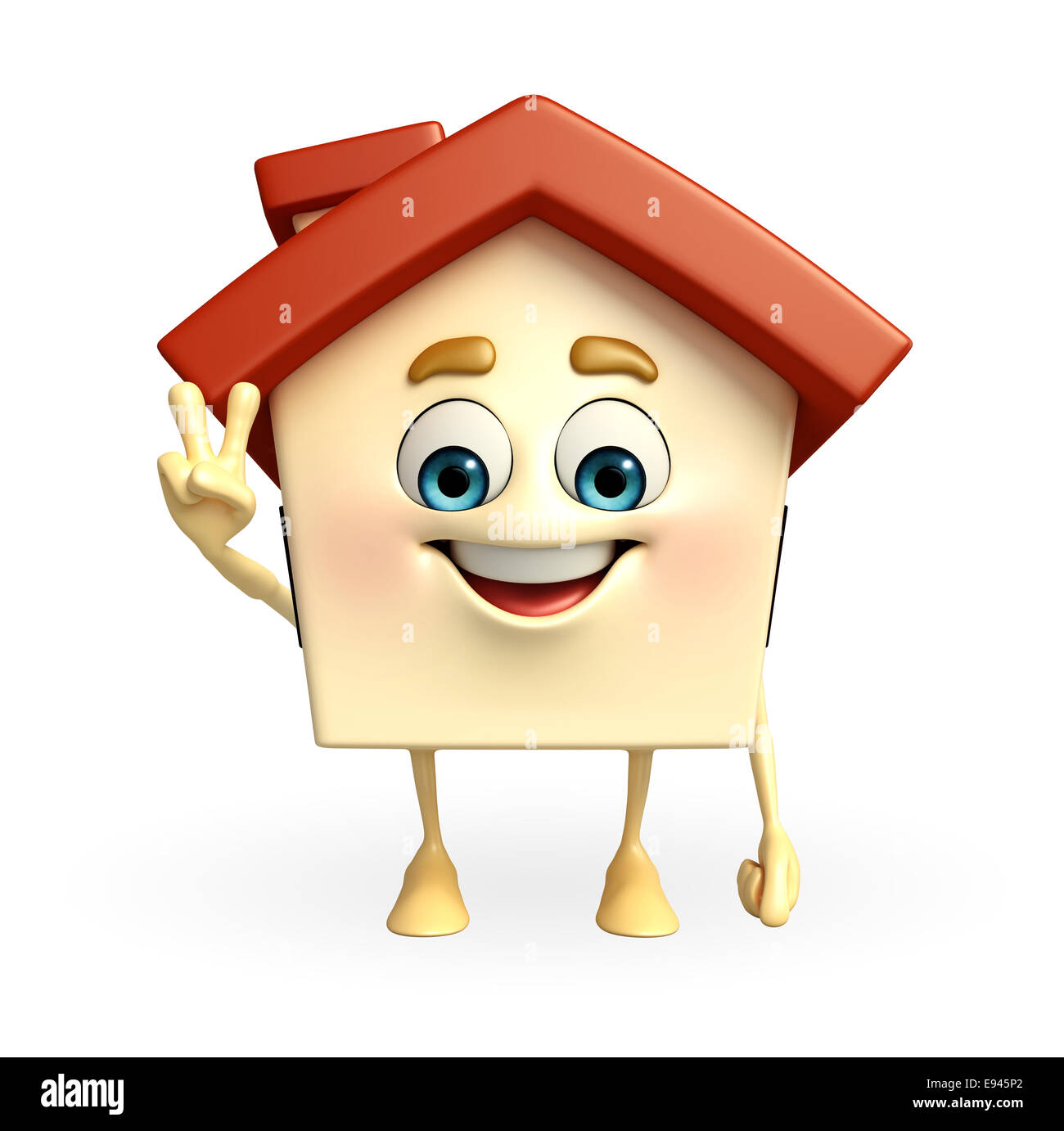 Cartoon Charcter of house with victory sign Stock Photo - Alamy