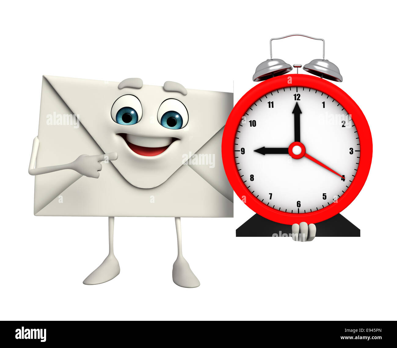 Cartoon Character of mail with table clock Stock Photo - Alamy
