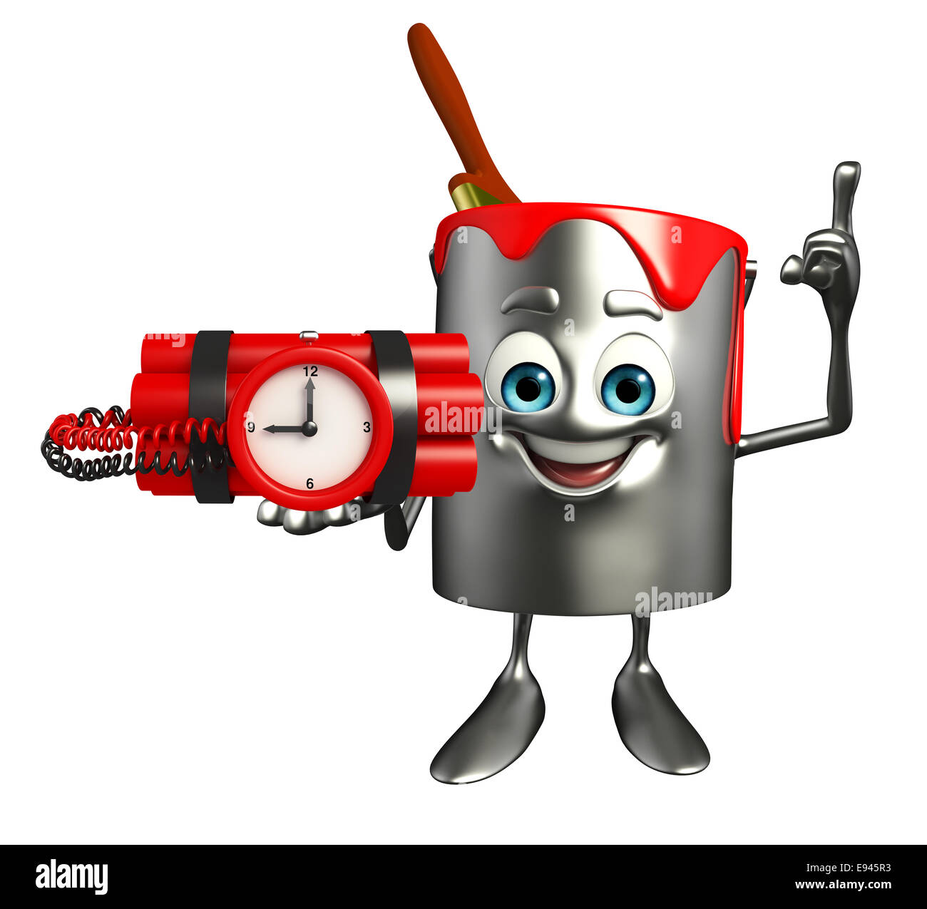 Cartoon Character of paint bucket with Bomb Stock Photo - Alamy