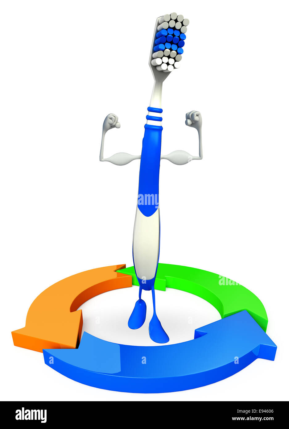 Cartoon Character of toothbrush with Arrow Stock Photo - Alamy