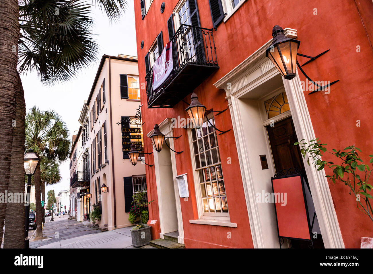 Sunset along Broad Street in historic Charleston, SC Stock Photo - Alamy