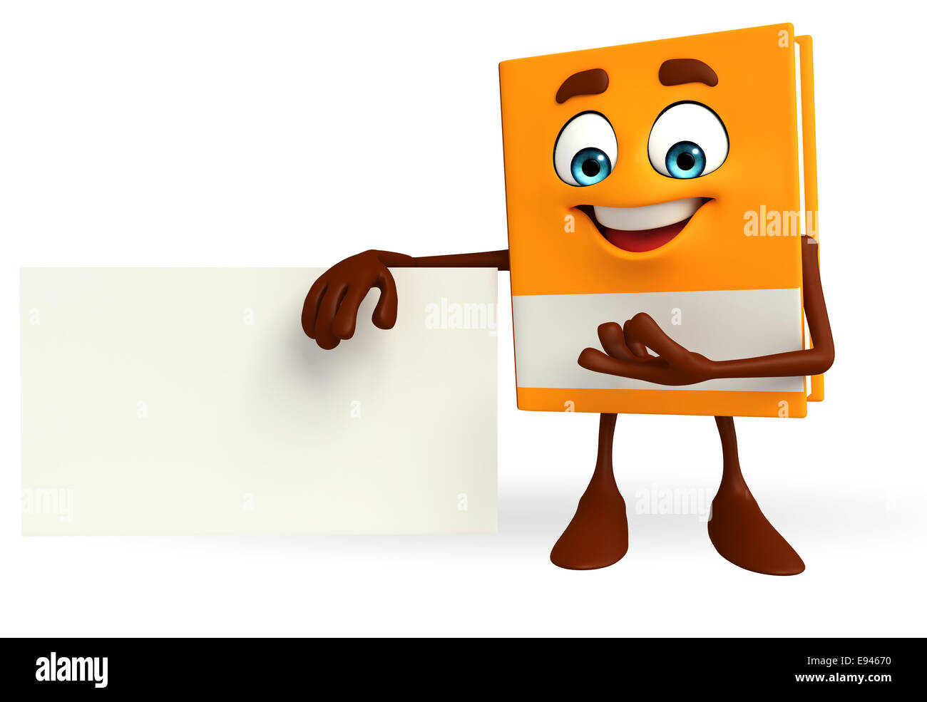 Cartoon Character of Book with sign Stock Photo - Alamy