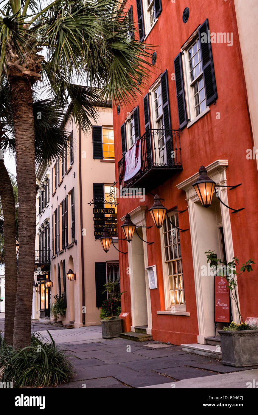 Sunset along Broad Street in historic Charleston, SC Stock Photo - Alamy