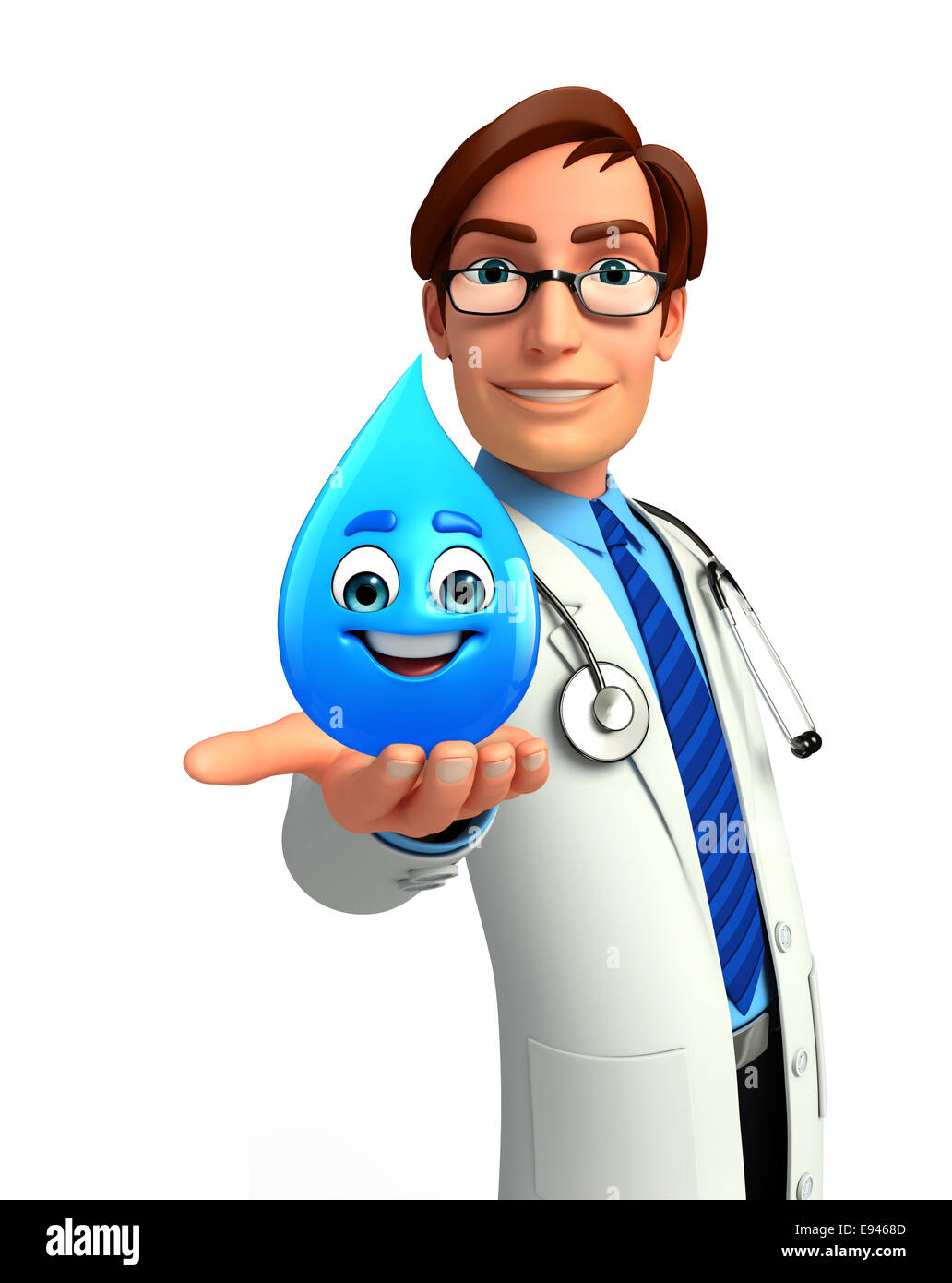 Illustration of young doctor with water drop Stock Photo - Alamy
