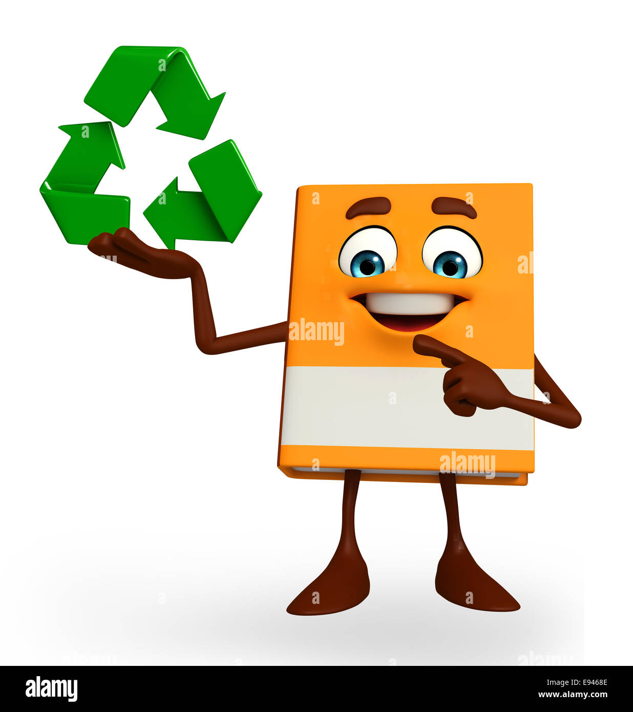 Cartoon Character of Book with recycle icon Stock Photo - Alamy