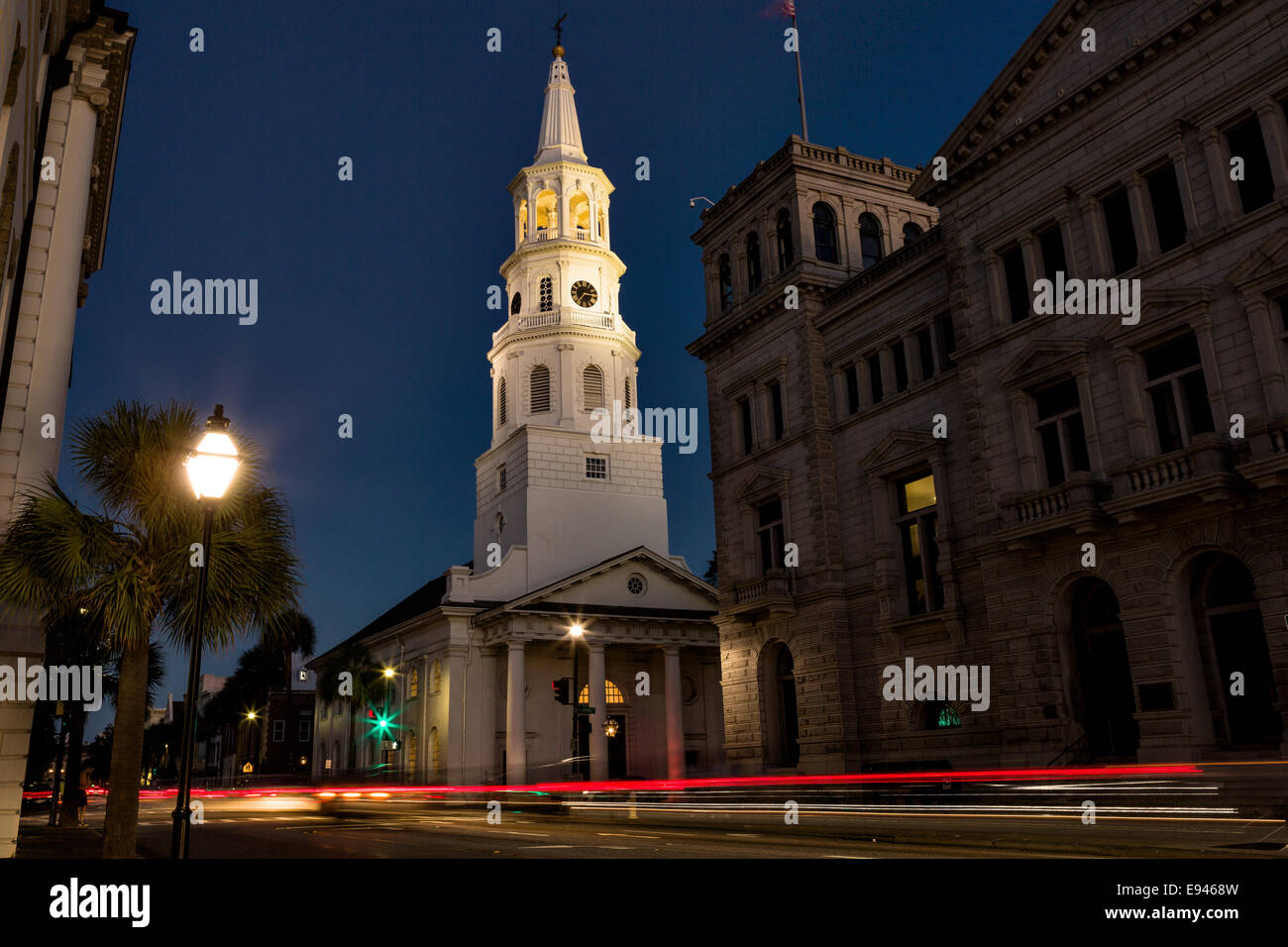 Twilight along Broad Street in historic Charleston, SC Stock Photo - Alamy