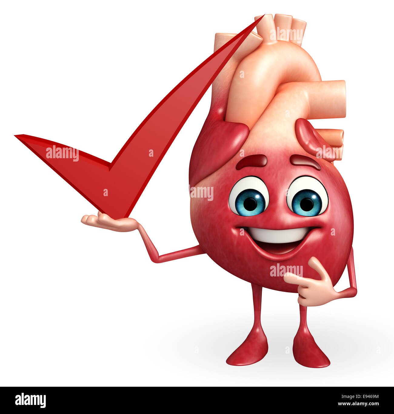 Cartoon Character of heart with right sign Stock Photo - Alamy