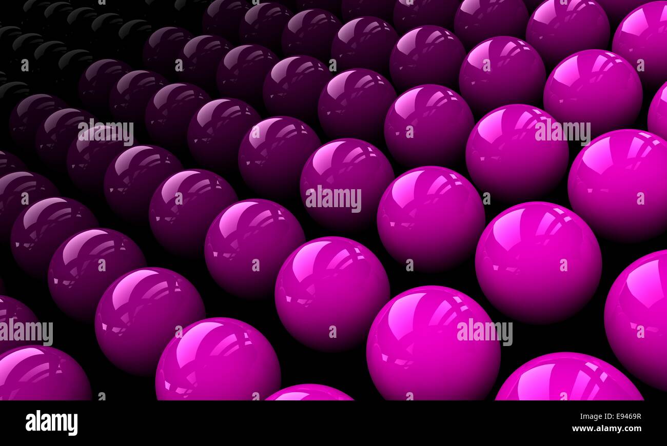 reflective pink spheres in rows on black background Stock Photo - Alamy