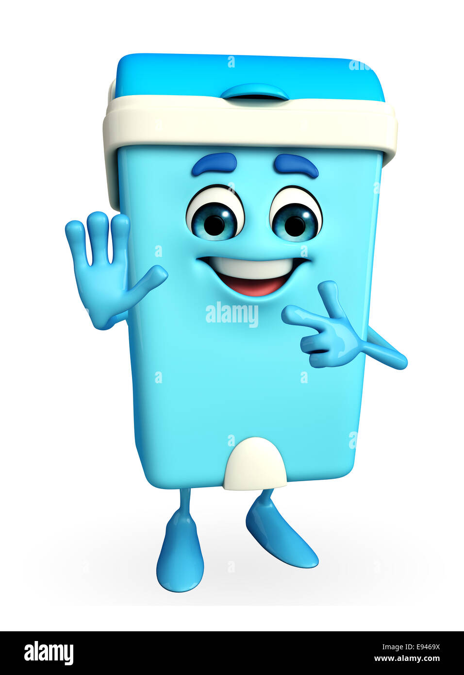 Cartoon Character of Dustbin with stop sign Stock Photo - Alamy