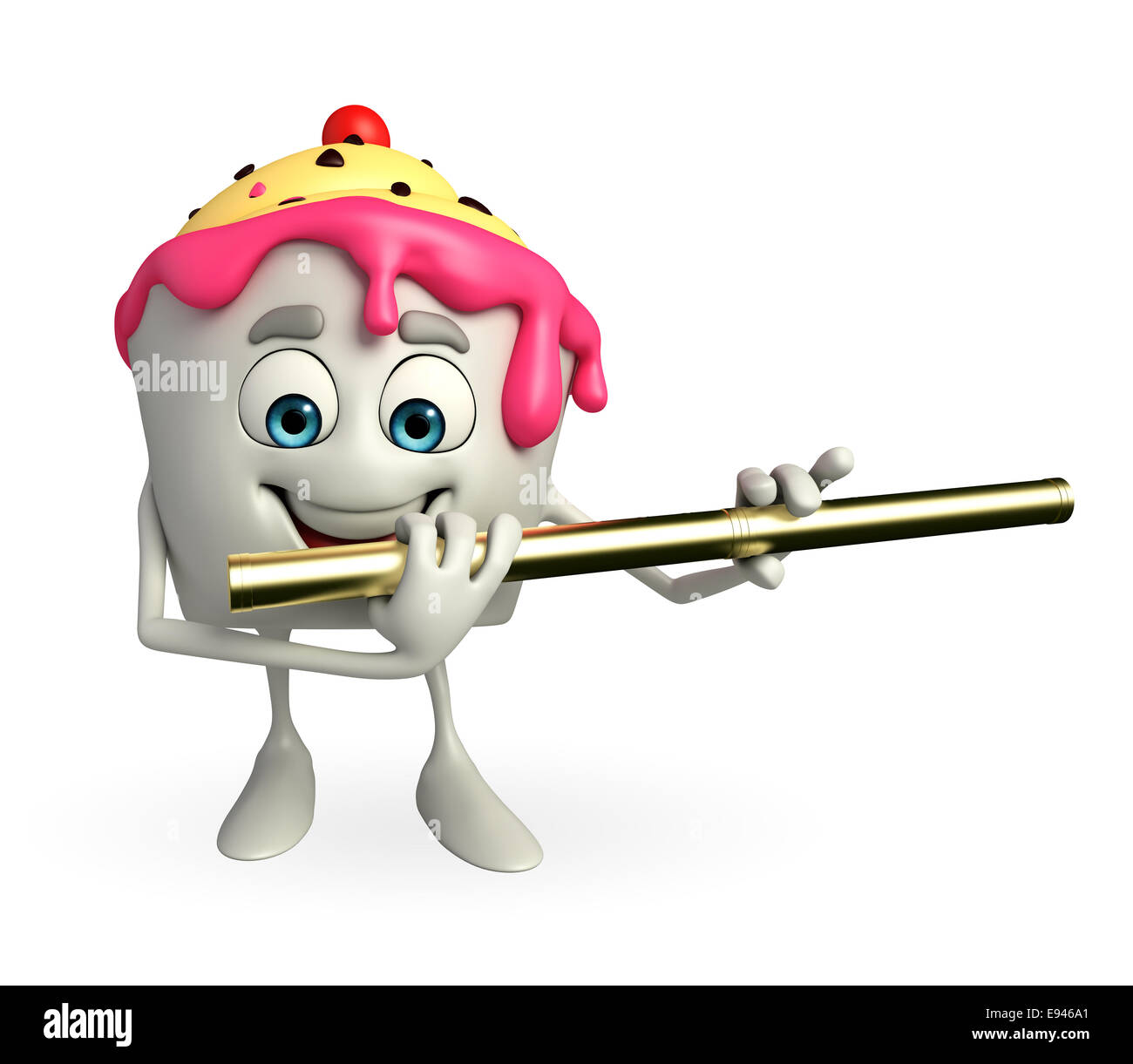 Cartoon Character of Ice Cream with flute Stock Photo - Alamy