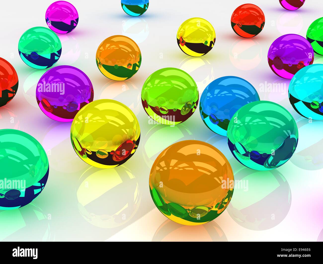 glass colorful 3D spheres on white background Stock Photo - Alamy